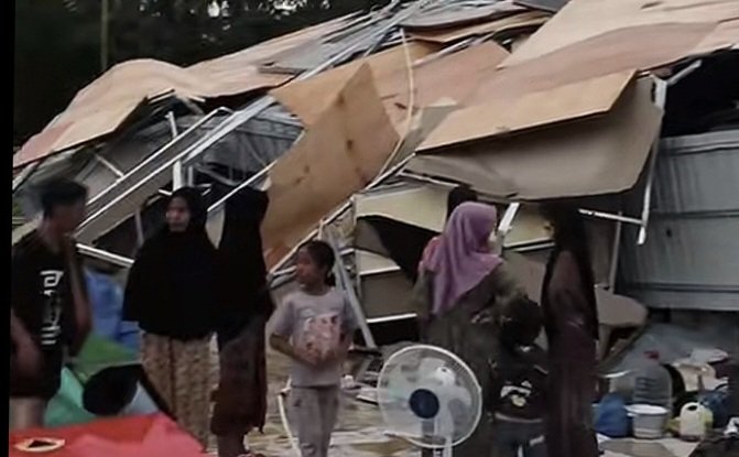 Total 58 Huntara di Langkahan Rusak Diterjang Angin Kencang